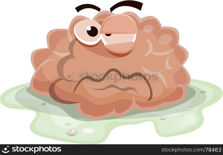 Damaged Brain Character. Illustration of a funny cartoon sick and ...