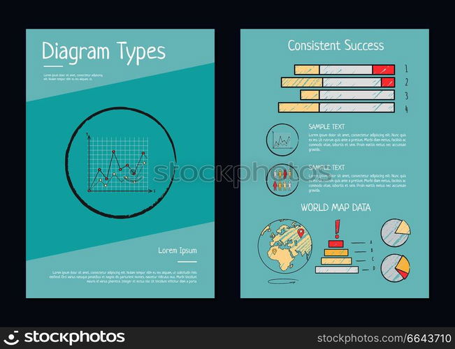 Diagram Types Presentation With Bar And Pie Charts And Line Graphs
