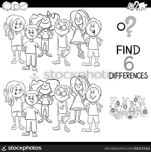 difference activity coloring page. Black and White Cartoon Illustration ...