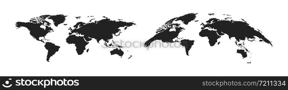 Earth map with 3d Earth map. Panorama view. Simple template earth map ...