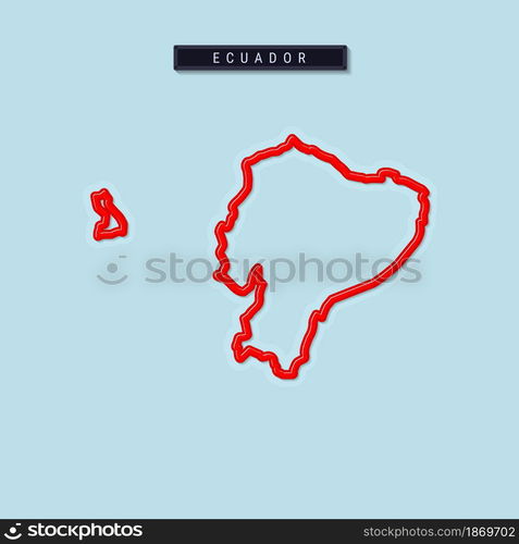 Ecuador bold outline map. Glossy red border with soft shadow. Country ...