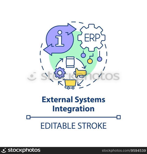 Editable External Systems Integration Icon Concept Isolated Vector Enterprise Resource