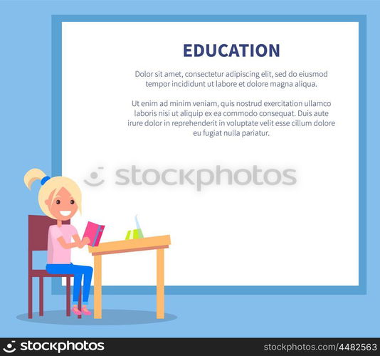 Education Poster with Profile of Smiling Girl. Education poster with ...