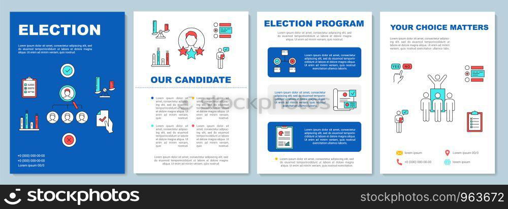 Election brochure template layout. Candidate and voting program. Flyer, booklet, leaflet print ...