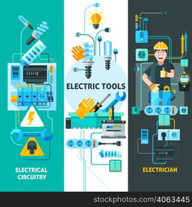 Electricity Banners Set . Electricity vertical banners set with ...