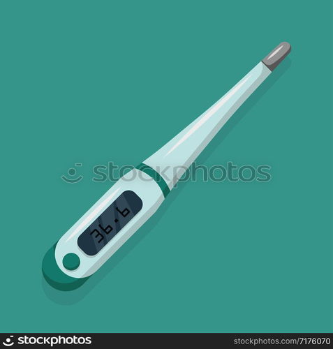 electronic medical thermometer with shadow, flat vector illustration ...
