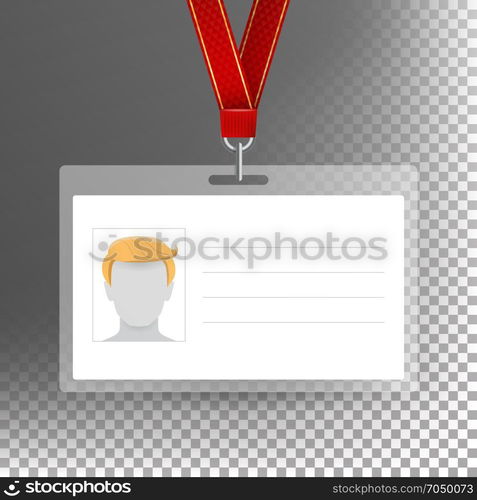 Employee Card Vector Blank. Identification Card Template. White Blank ...