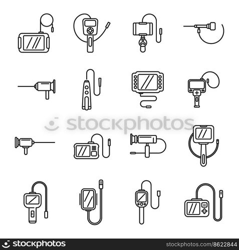 Endoscope icons set outline vector. Digestive gastric. Gastro ... Endoscope icons set outline vector. Digestive gastric. Gastro ...