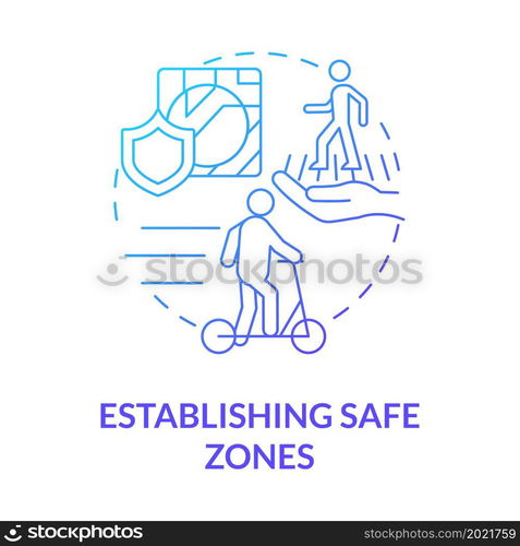Establishing safe zones blue gradient concept icon. Scooter sharing ...