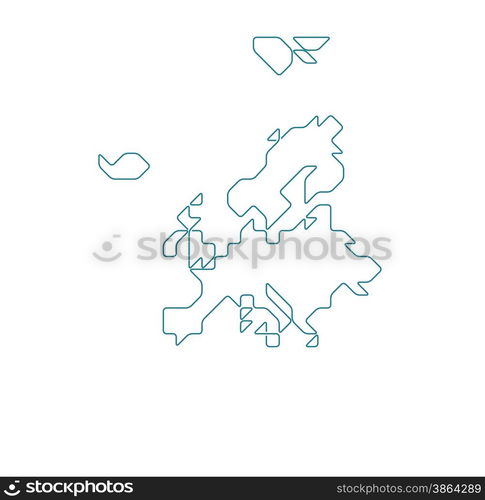 Europe without Russia map drawn with thin line on a invisible grid of ...