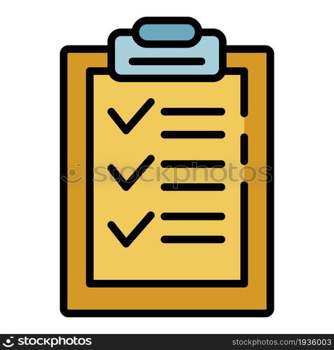 Export check sheet icon. Outline export check sheet vector icon color ...