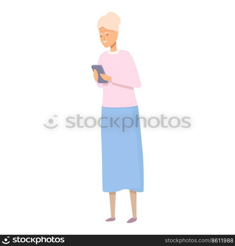 Family phone icon cartoon vector. Old senior. Elder happy. Family phone ...