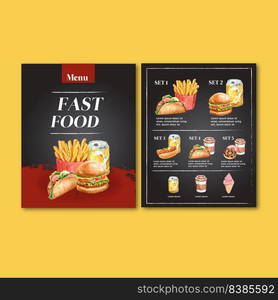Fast food restaurant menu design. Frame border background menu list ...