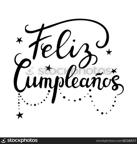 Feliz Cumpleanos, Happy Birthday in spanish language. Vector doodle ...