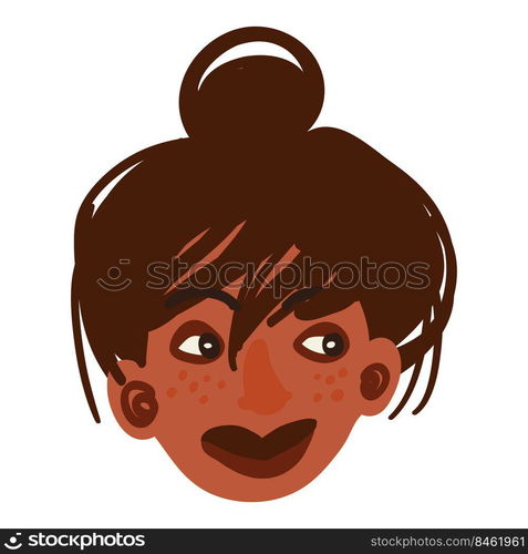 Female face sticker handdrawn illustration. Funny face and hairstyle ...