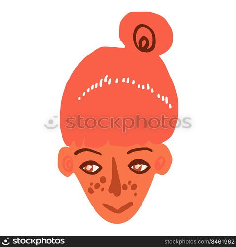 Female face sticker handdrawn illustration. Funny face and hairstyle ...