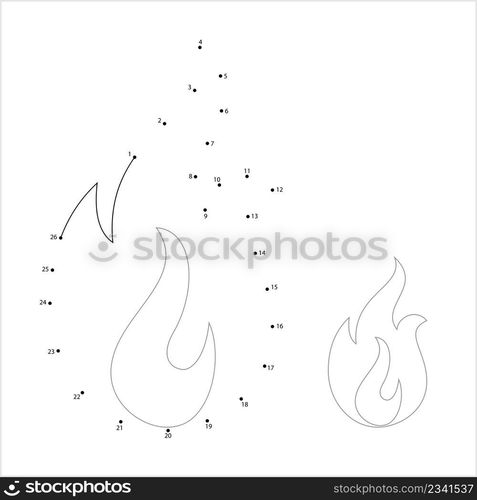 Fire Flame Icon Connect The Dots, Blazing Bonfire Flame Vector Art ...