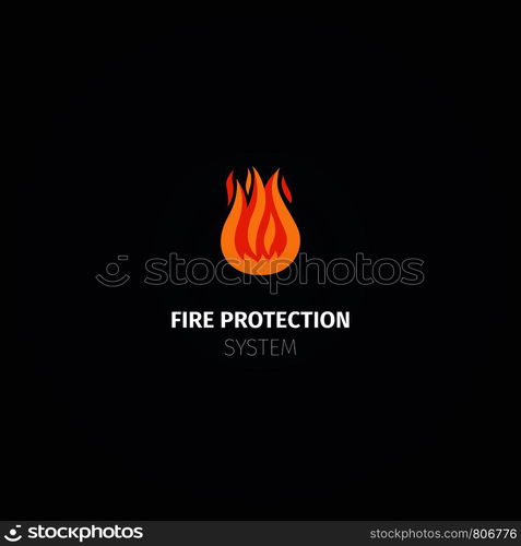 Fire protection system icon. Vector fire flame logo. Fire protection ...