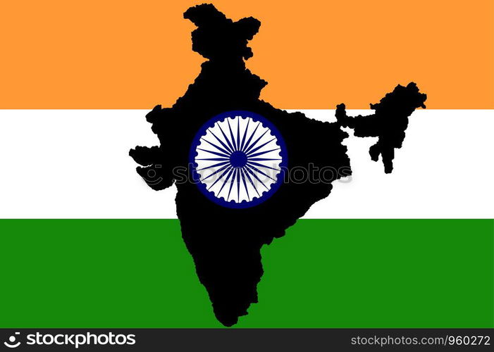 Flag map of India Vector illustration eps 10. Flag map of India Vector ...
