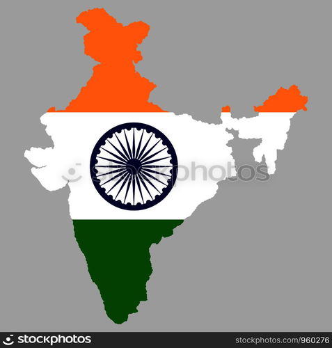 Flag map of India Vector illustration eps 10. Flag map of India Vector ...