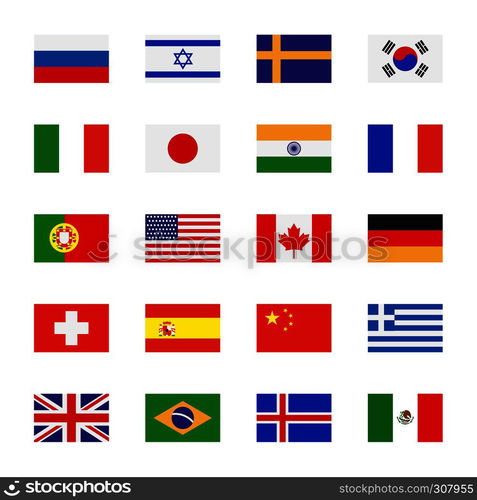Flags icons in flat style. Simple vector flags of the countries. Flags ...