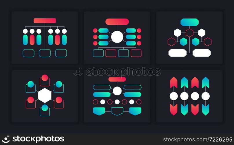 Flow charts infographic. Hierarchy organization block schemes with ...