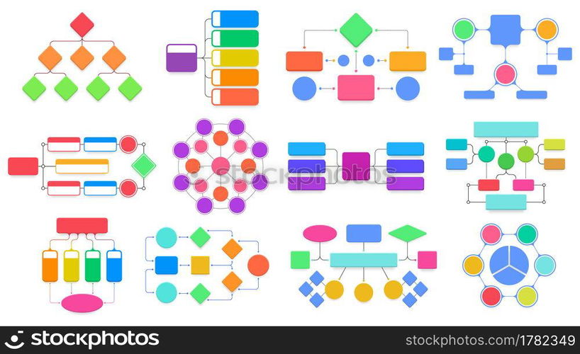 Flowchart schemes. Business structural flowchart diagrams, workflow ...