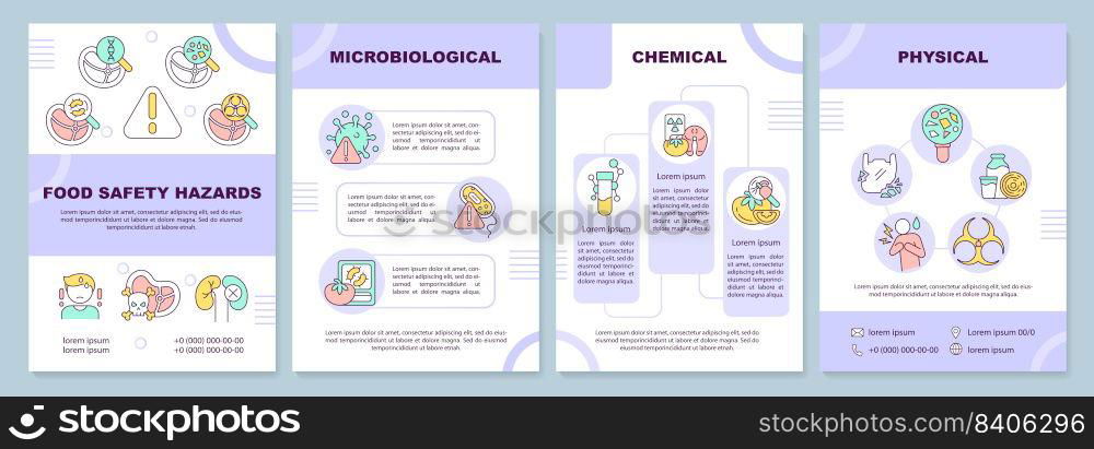 Food safety hazards purple brochure template. HACCP system. Leaflet ...