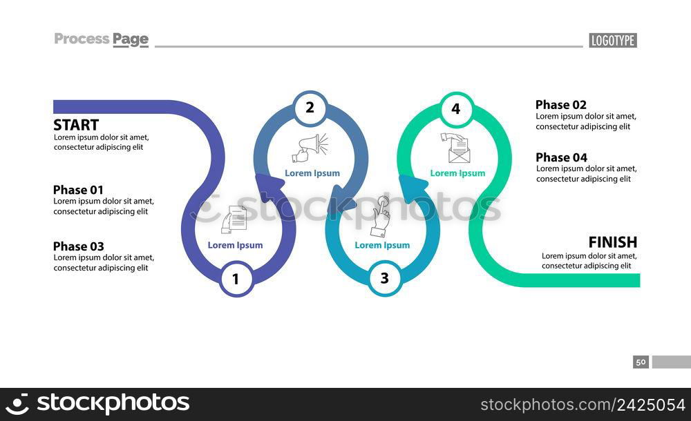 Four phase flow chart slide template. Element of diagram, infographic ...