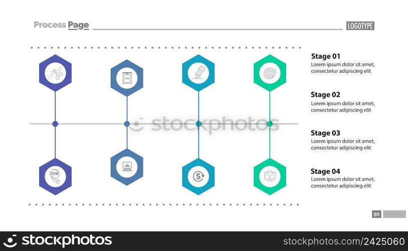 Four stages flow chart slide template. Diagram, flowchart, infographic ...