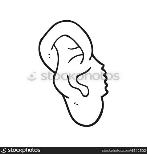 freehand drawn black and white cartoon ear — Stockphotos.com