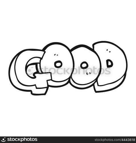 freehand drawn black and white cartoon Good symbol — Stockphotos.com