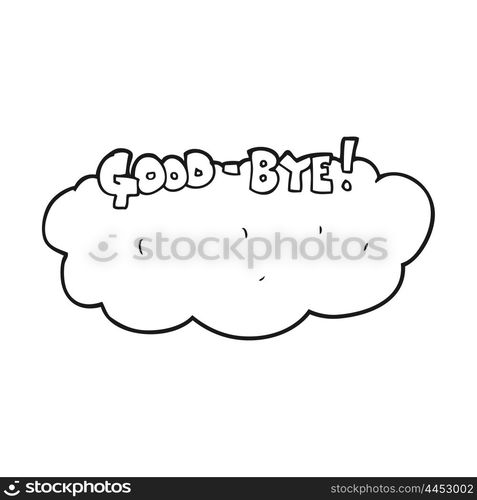 freehand drawn black and white cartoon goodbye sign — Stockphotos.com