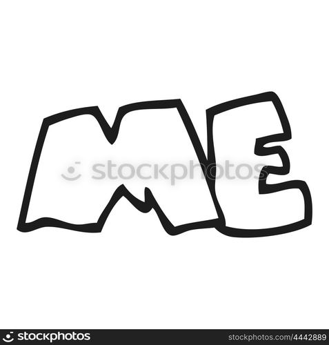 freehand drawn black and white cartoon ME symbol — Stockphotos.com