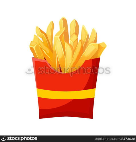 french fries box cartoon vector. red package, fast food salt menu ...