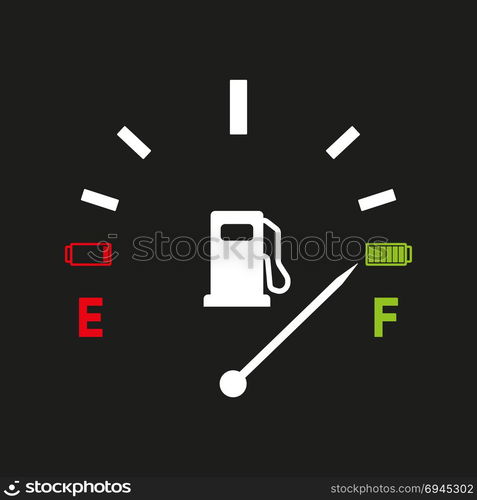 Fuel gauge. Full tank indication. Vector illustration isolated on gray ...