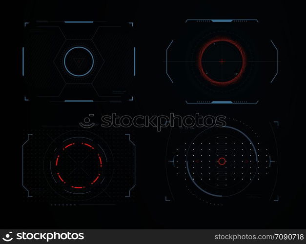 Futuristic helmet hud screens cockpit view. Glowing visual display ...
