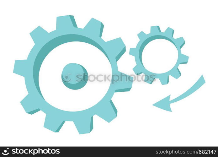 Gear mechanism vector cartoon illustration isolated on white background ...