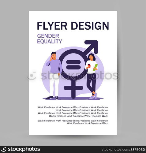 Gender equality concept. Flyer design. Men and women character on the ...