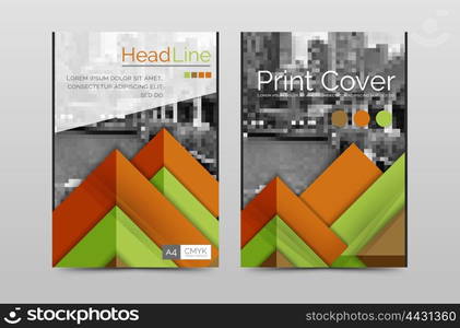 Geometric brochure front page, business annual report cover vector ...