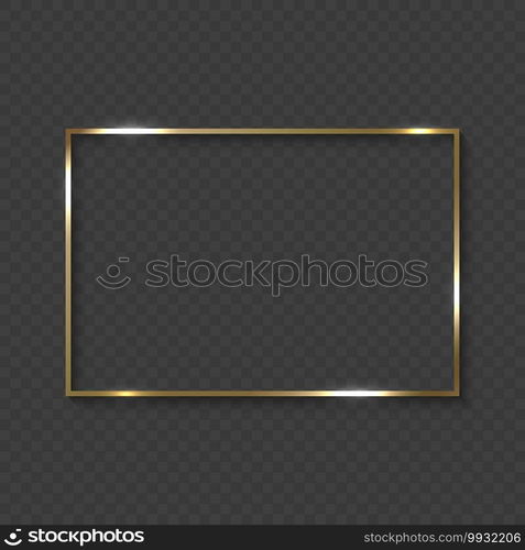 Gold square frame with shiny borders on transparent background. Gold ...