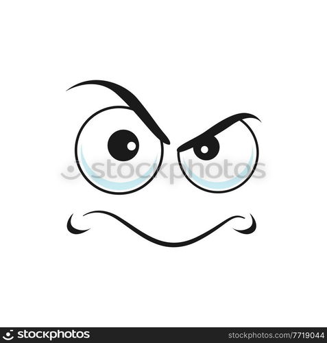 Grumpy angry wicked emoticon isolated bad emoji. Vector cartoon ...