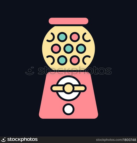 Gumball machine RGB color icon for dark theme. Candy dispenser. Vending machine. Sphere filled ...