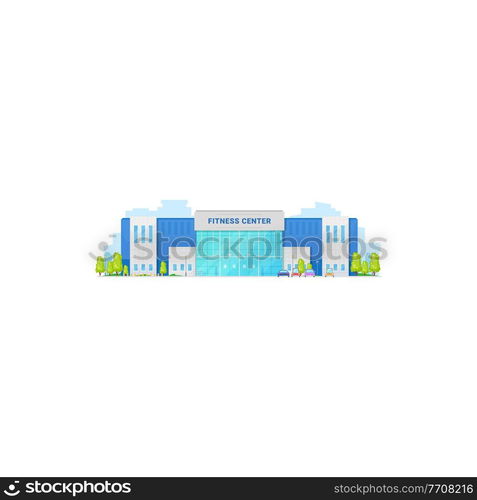 Gymnastic activity gym, front view of beauty center isolated fitness ...