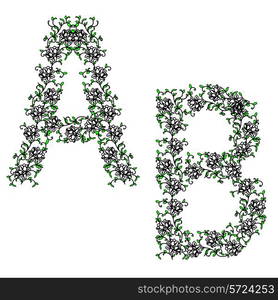 Hand drawing ornamental alphabet. Letter AB — Stockphotos.com