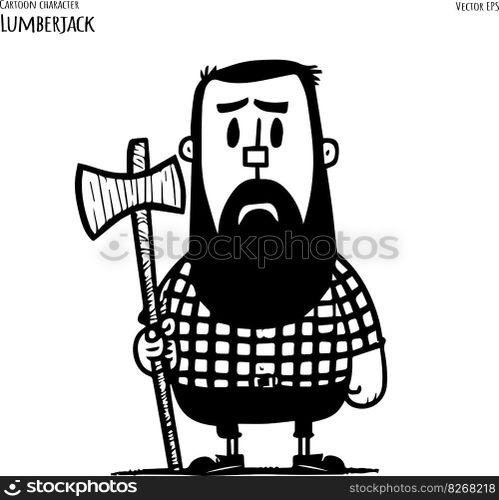 Hand drawn cartoon illustration of lumberjack. Vector. Vector ...