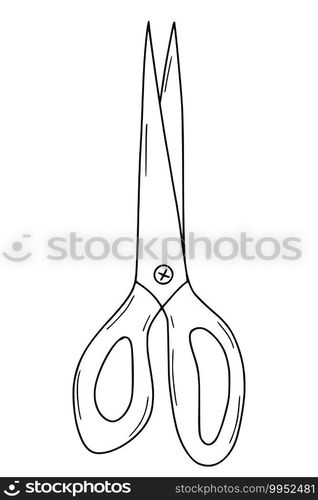 Hand drawn scissors. Outline shears illustration. Hand drawn scissors ...