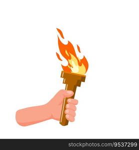 Hand holding torch. Symbol of Olympic Flame and sports. Education and ...