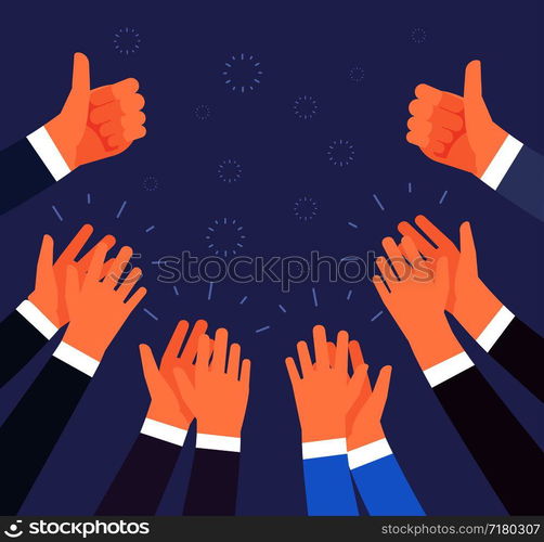 Hands clapping. Thumbs up and applause gestures. Congratulation ...