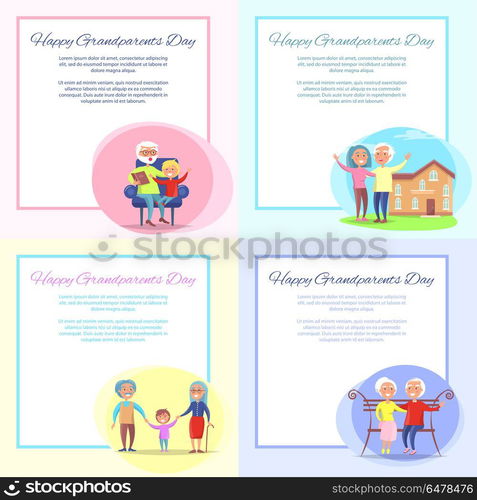 Happy Grandparents Day Posters Set Senior Couple. Happy grandparents ...